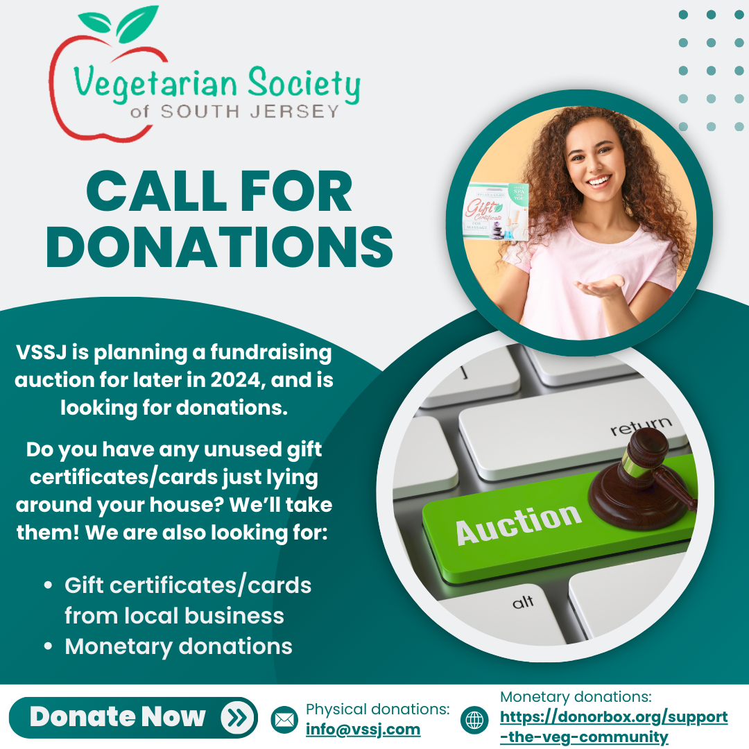Call for Donations - Vegetarian Society of South Jersey